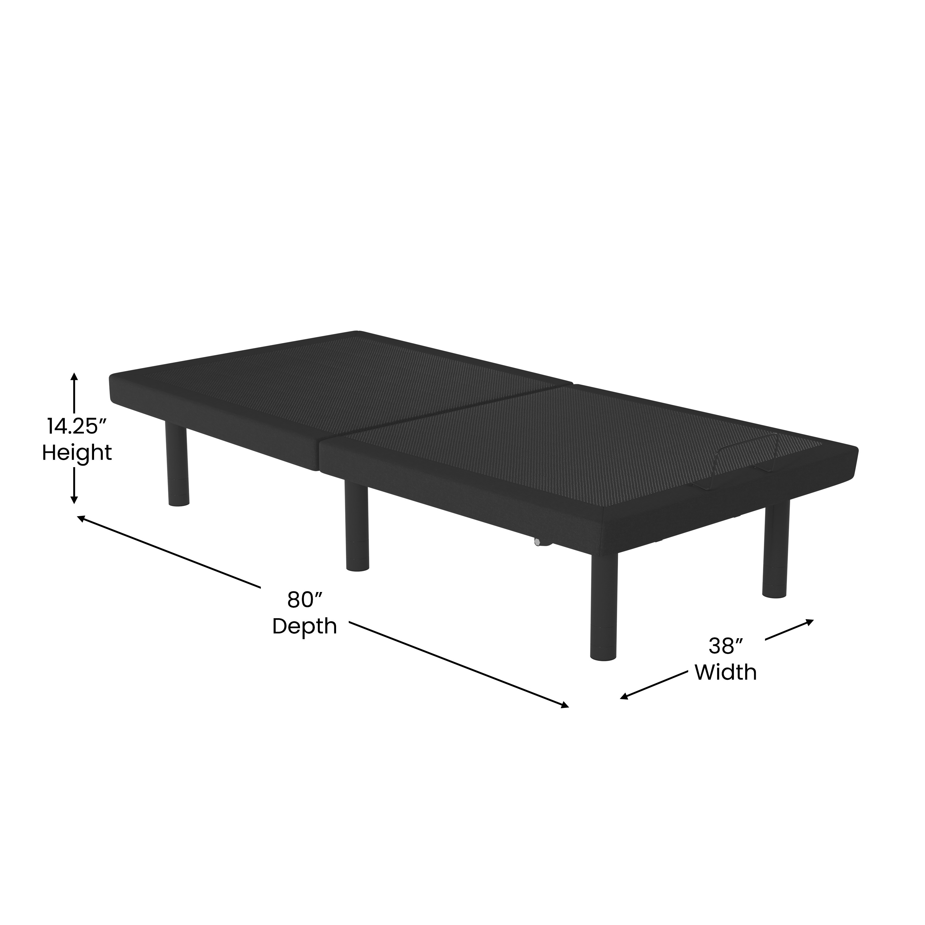 Selene - Twin XL Adjustable Bed Base and Wireless Remote Control - Black