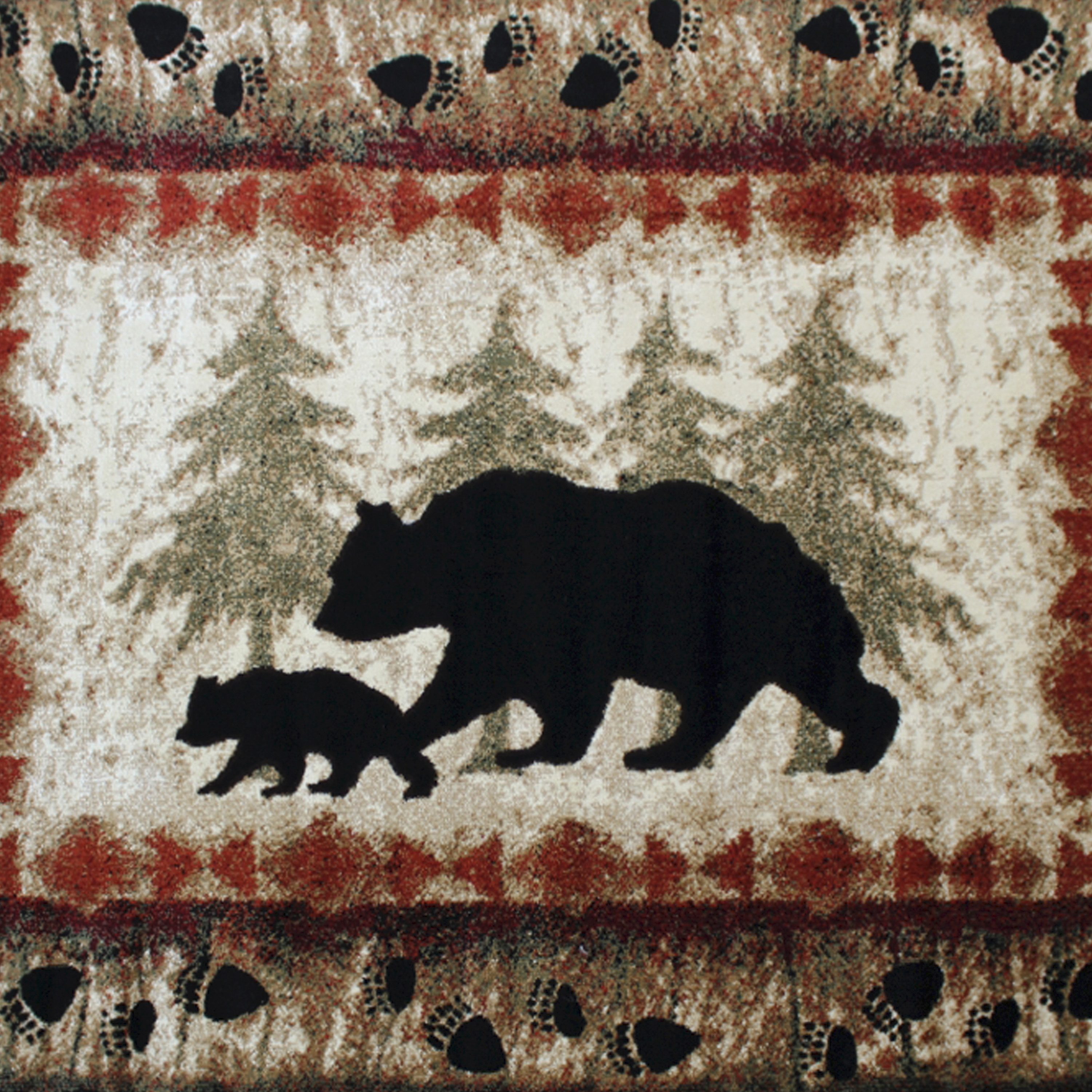 Ursus Collection - Bear and Cub 8' x 10' Area Rug - Brown